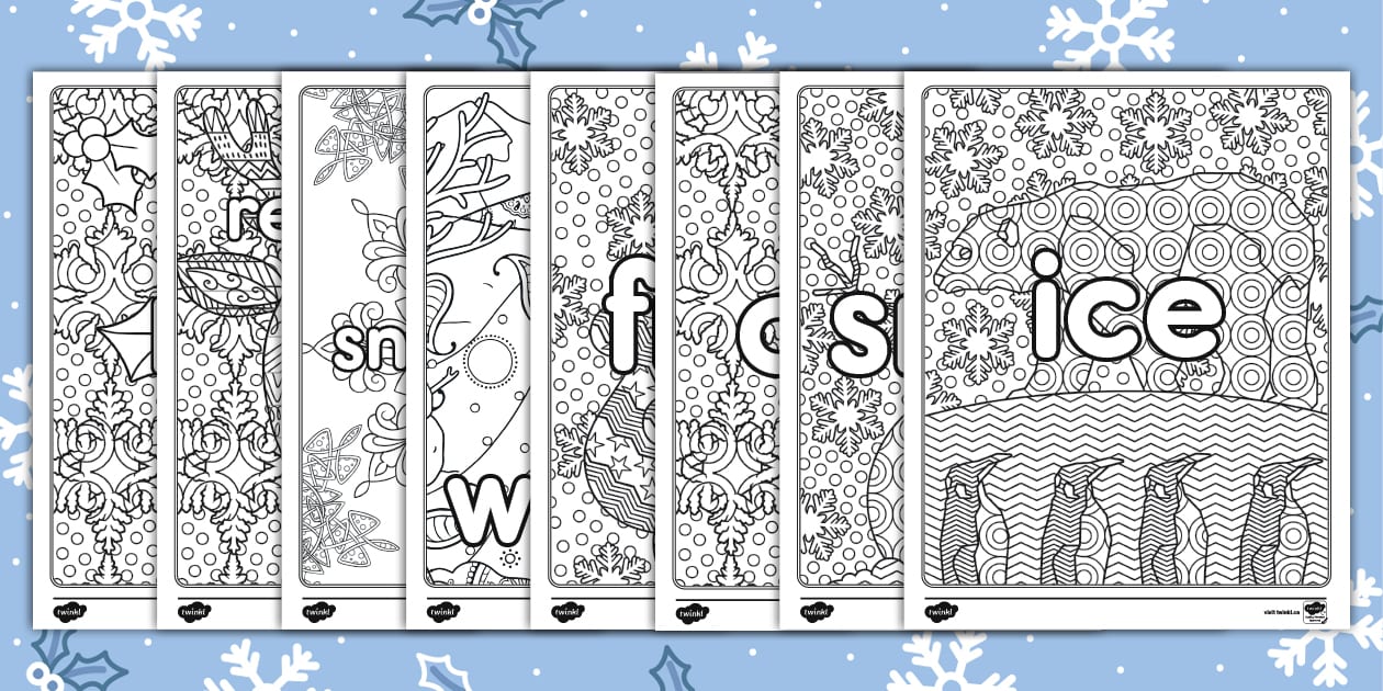 Winter Words Mindfulness Colouring Sheets - Twinkl