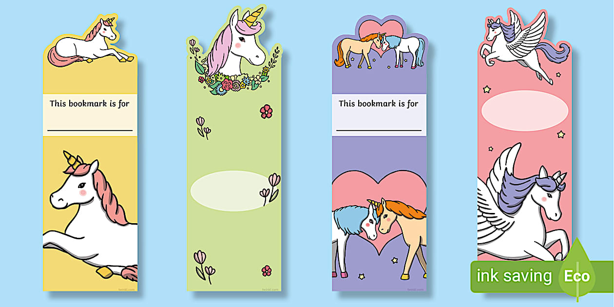 Editable Unicorn-Themed Colourful Bookmarks - Twinkl