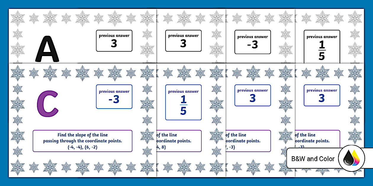 Eighth Grade Winter Scavenger Hunt: Finding Slope Around the Room