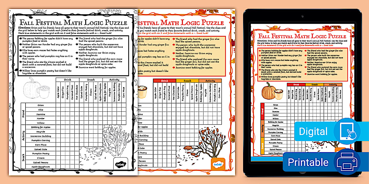 Sixth Grade Math Festival Fall Puzzle | Twinkl USA