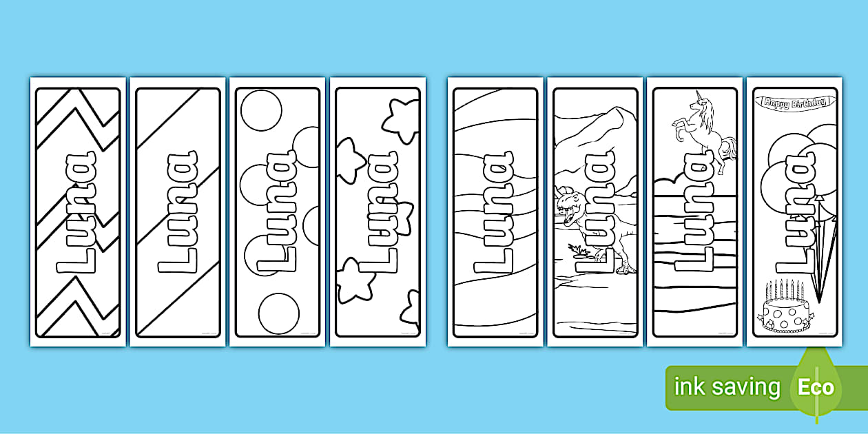 Luna Name Simple Colouring Bookmarks | Twinkl | Reading KS1