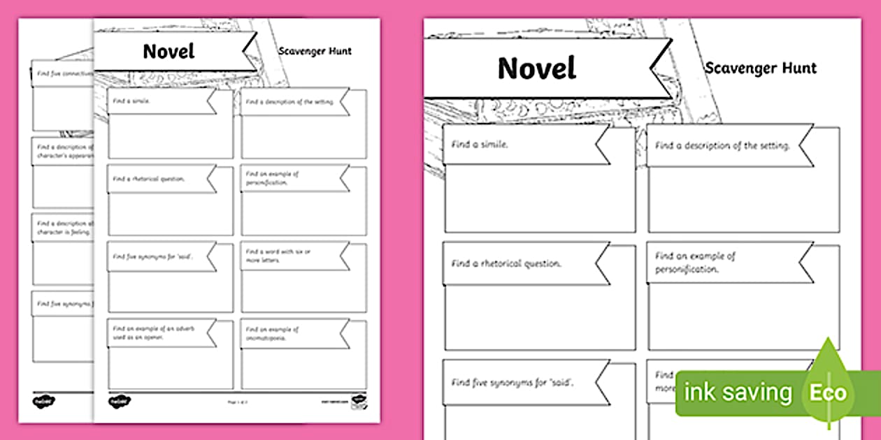 Editable Novel Scavenger Hunt Activity (teacher made)