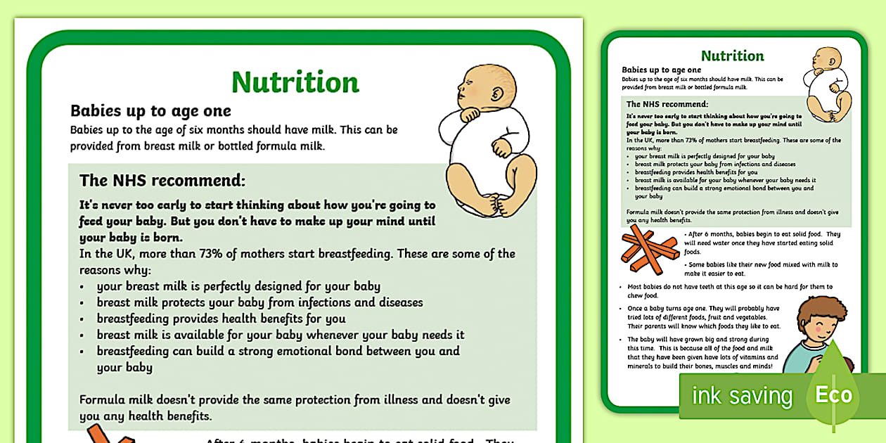 Baby Nutrition Poster - Parents - Birth to Two - Twinkl