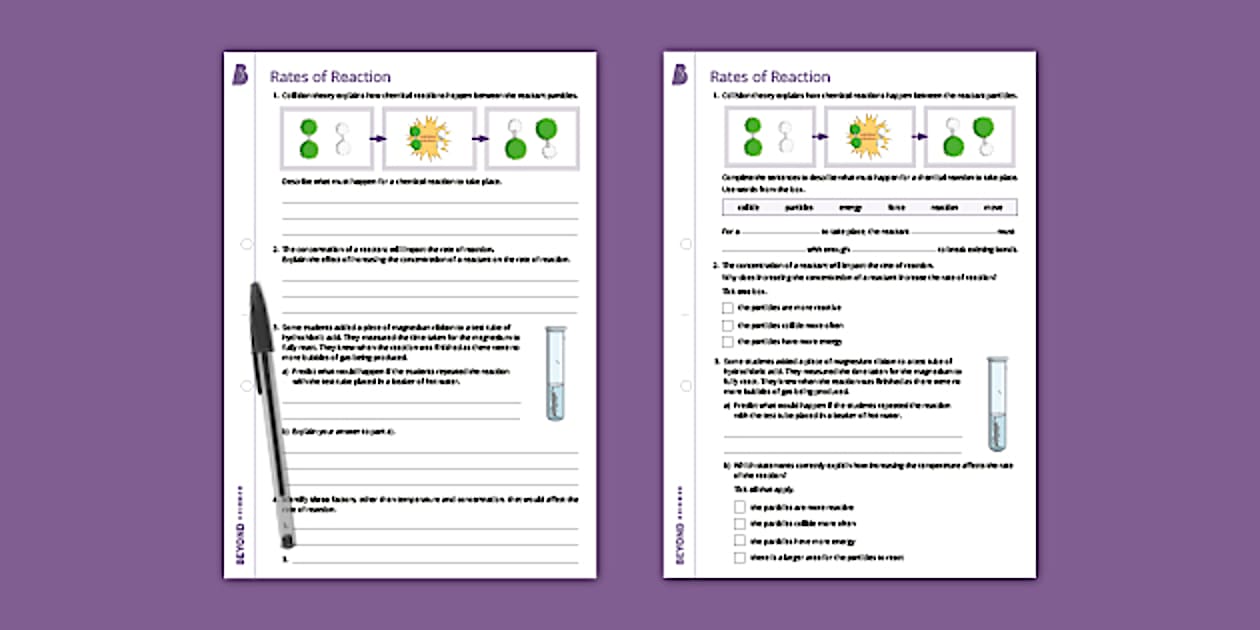 Rates of Reaction Worksheet | KS3 Chemistry | Beyond Science