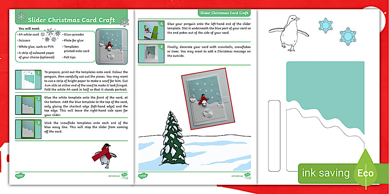 Slider Christmas Card Craft Instructions (professor feito)