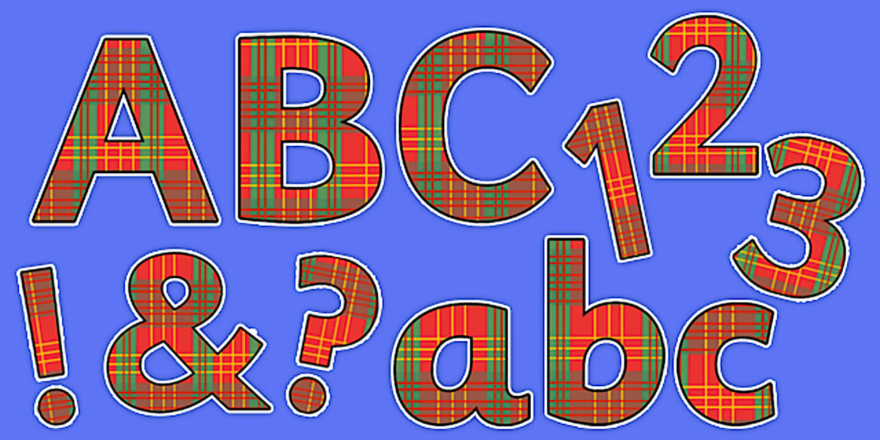 Cursive Display Lettering & Symbols (Tartan) - Twinkl