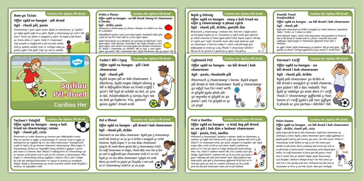 Sgiliau Pêl-droed: Cardiau Her (teacher made) - Twinkl