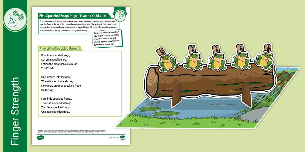 Five Speckled Frogs Pegs - Fine Motor Activity - Twinkl