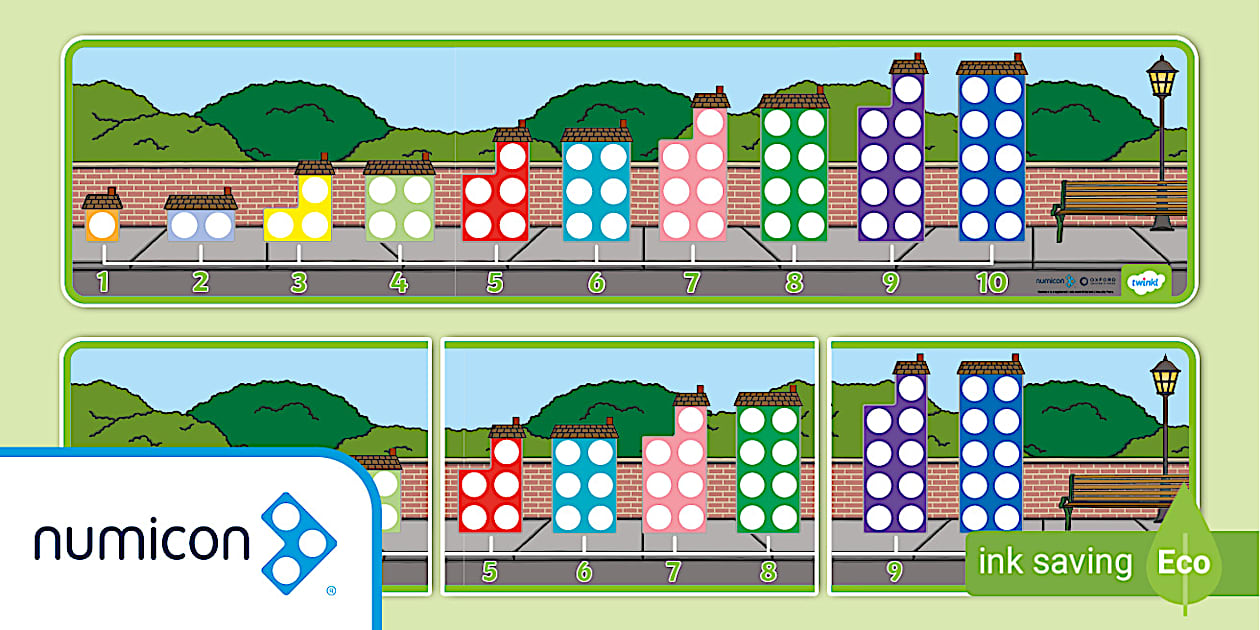 👉 Numicon Shape Houses 1-10 Number Line Display Banner