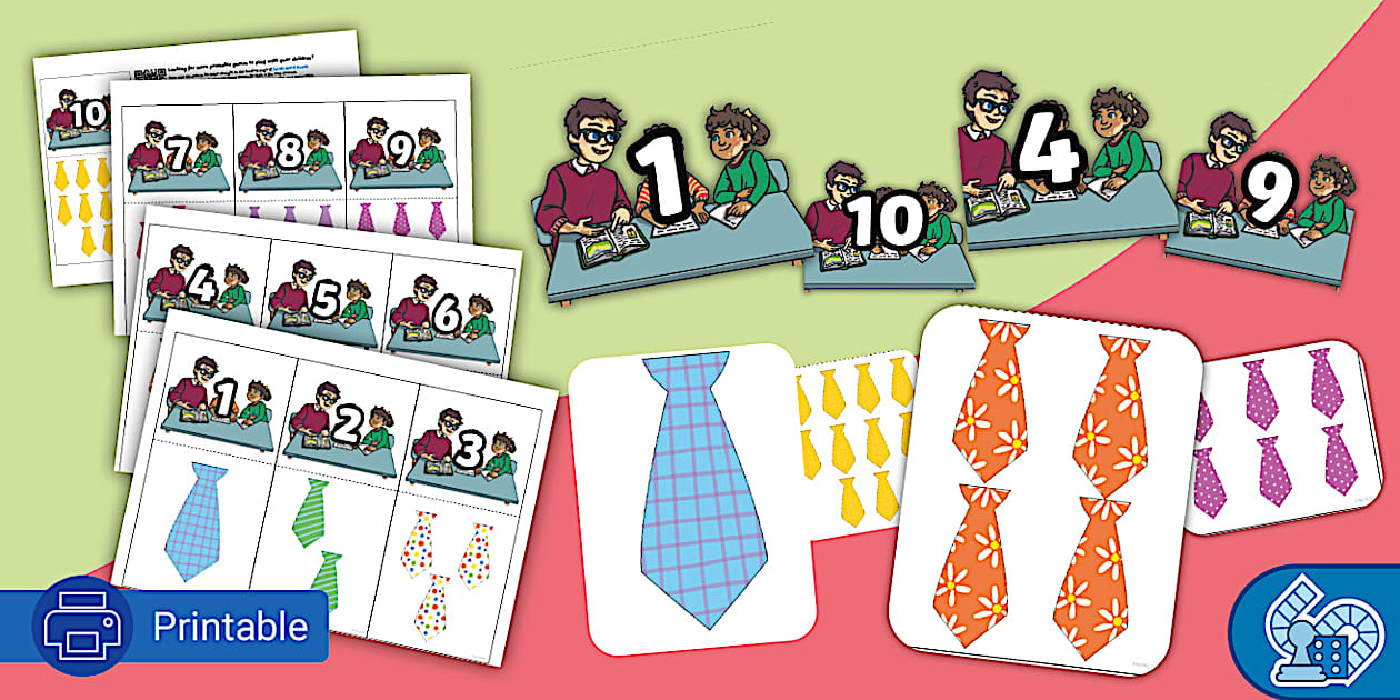 Father's Day Ties Number Matching Game (teacher made)