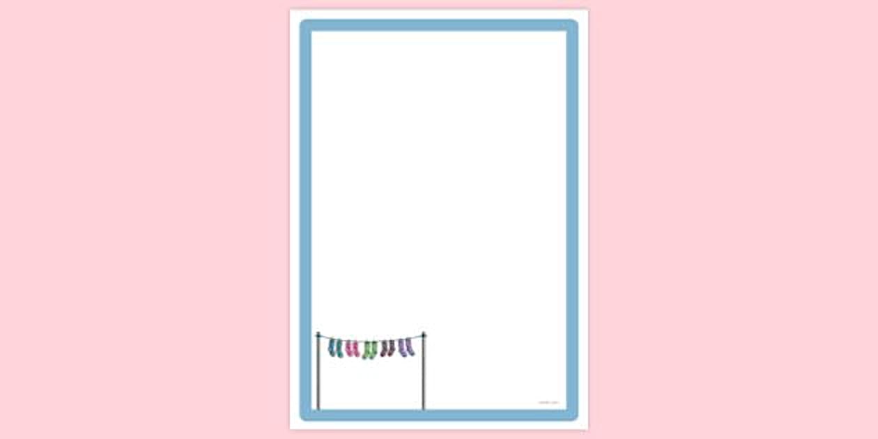 Simple Blank Washing Line with 5 Pairs of Socks Page Border