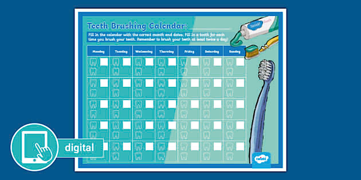 Editable Teeth Brushing Calendar (professor feito) - Twinkl