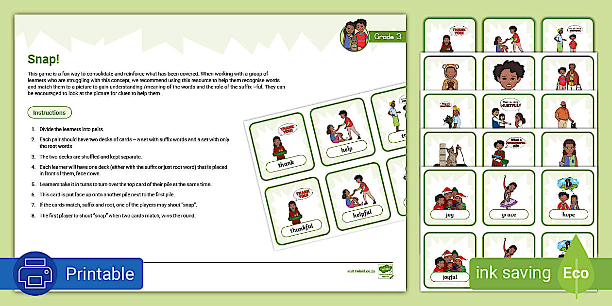 Suffix -ful Snap Game (teacher made) - Twinkl
