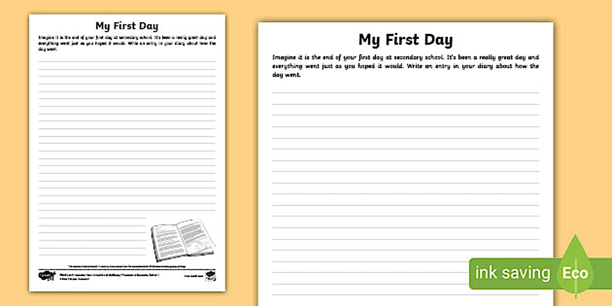 Transition to Secondary School My First Day Activity