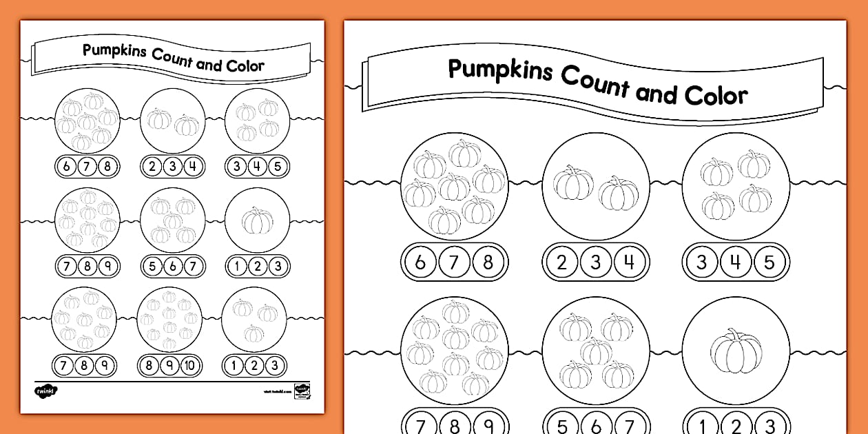 Pumpkins Count and Color to 10 Worksheet (Teacher-Made)