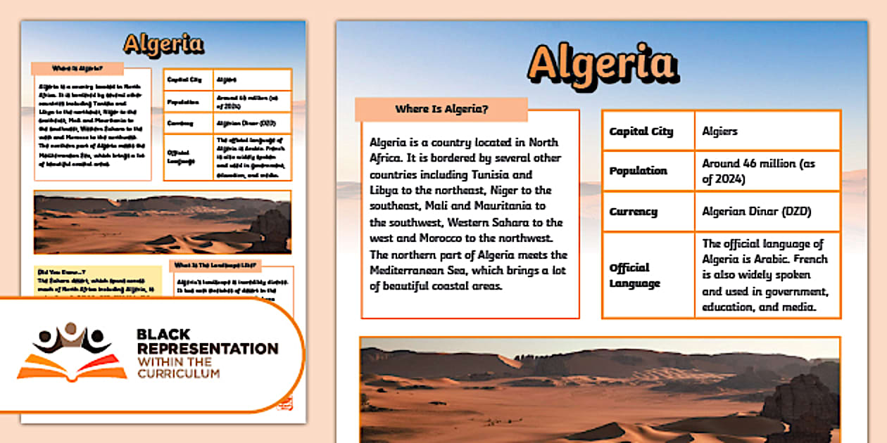 KS2 Algeria Information Sheet (teacher made) - Twinkl