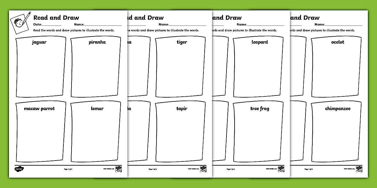 Jungle Themed Read And Draw Worksheet (teacher made)