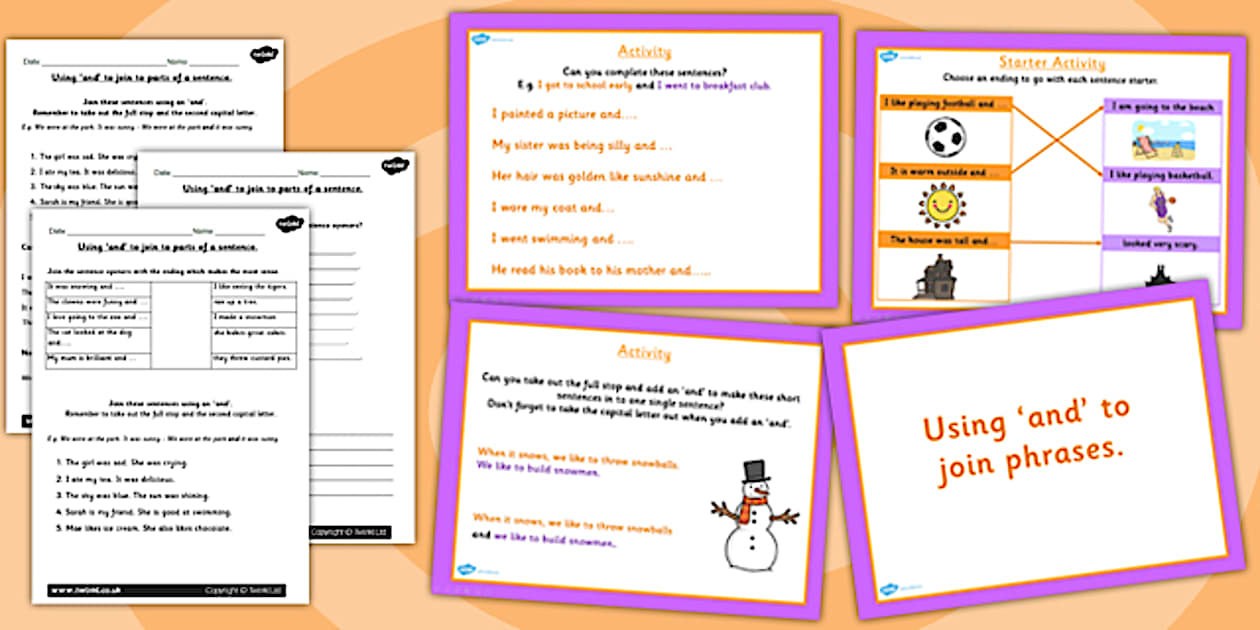 Joining Clauses Using and Lesson Teaching Pack - Twinkl