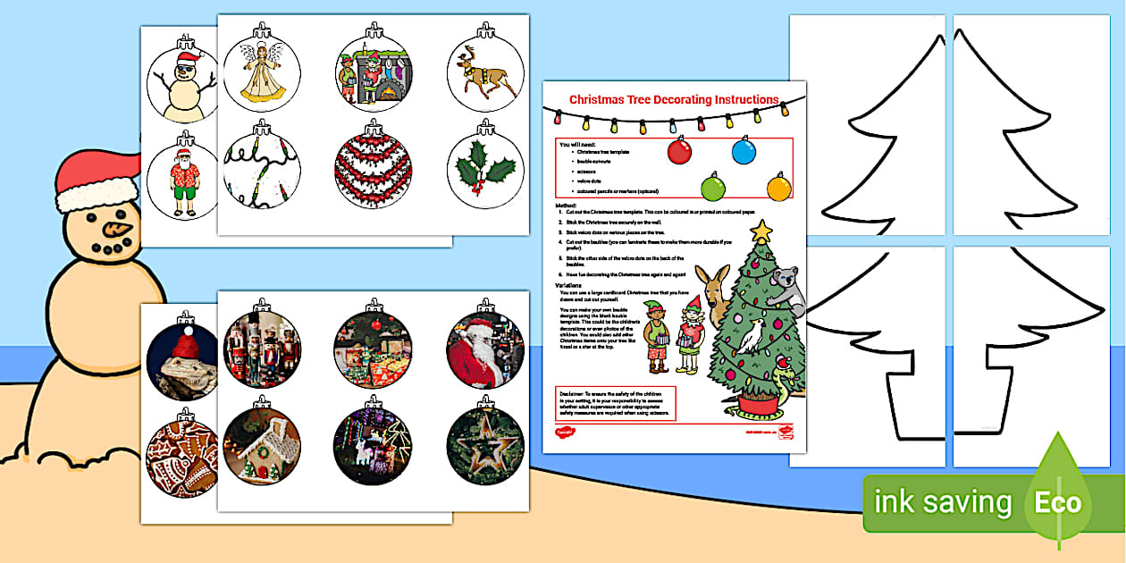 Christmas Tree Decorating Instructions and Template - Twinkl