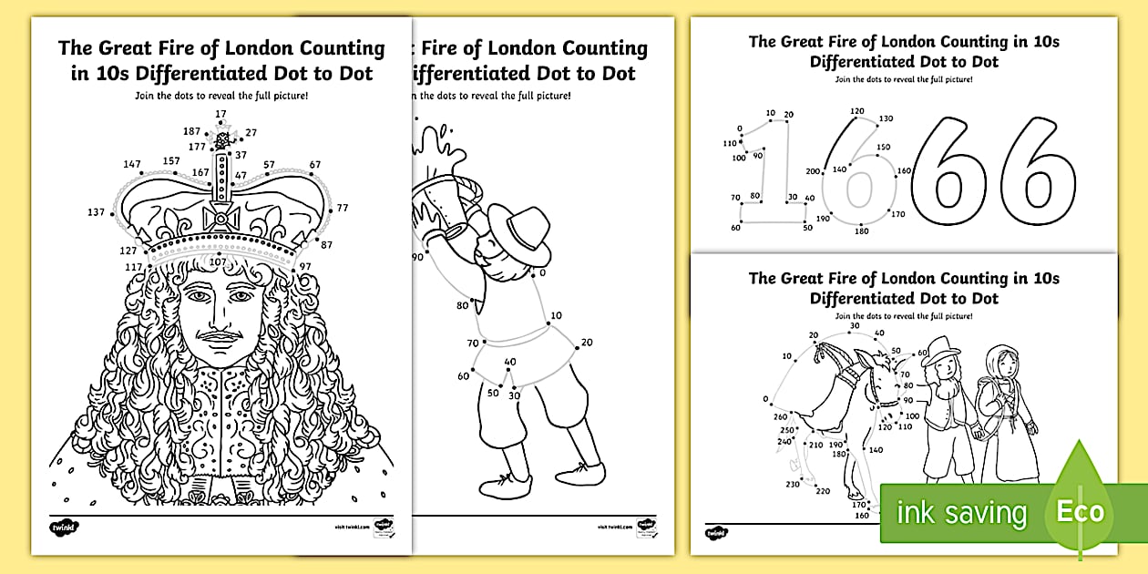The Great Fire of London Counting in 10s Differentiated Dot to Dot ...