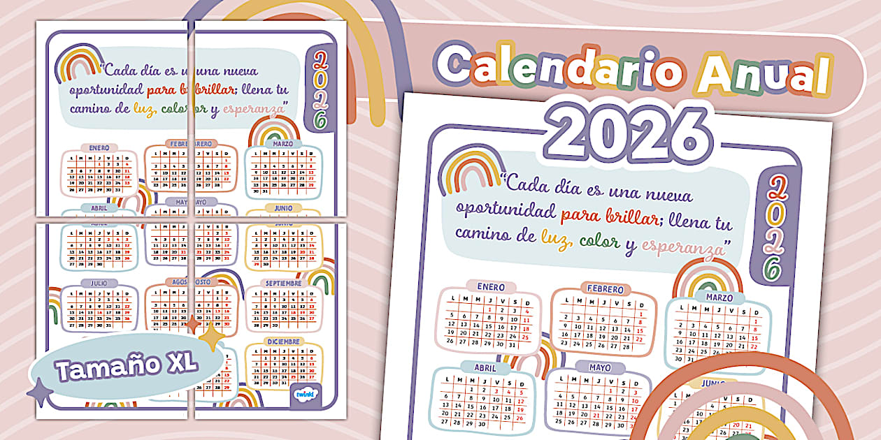 Calendario | Organización | Anual | Mensual | Año 2026