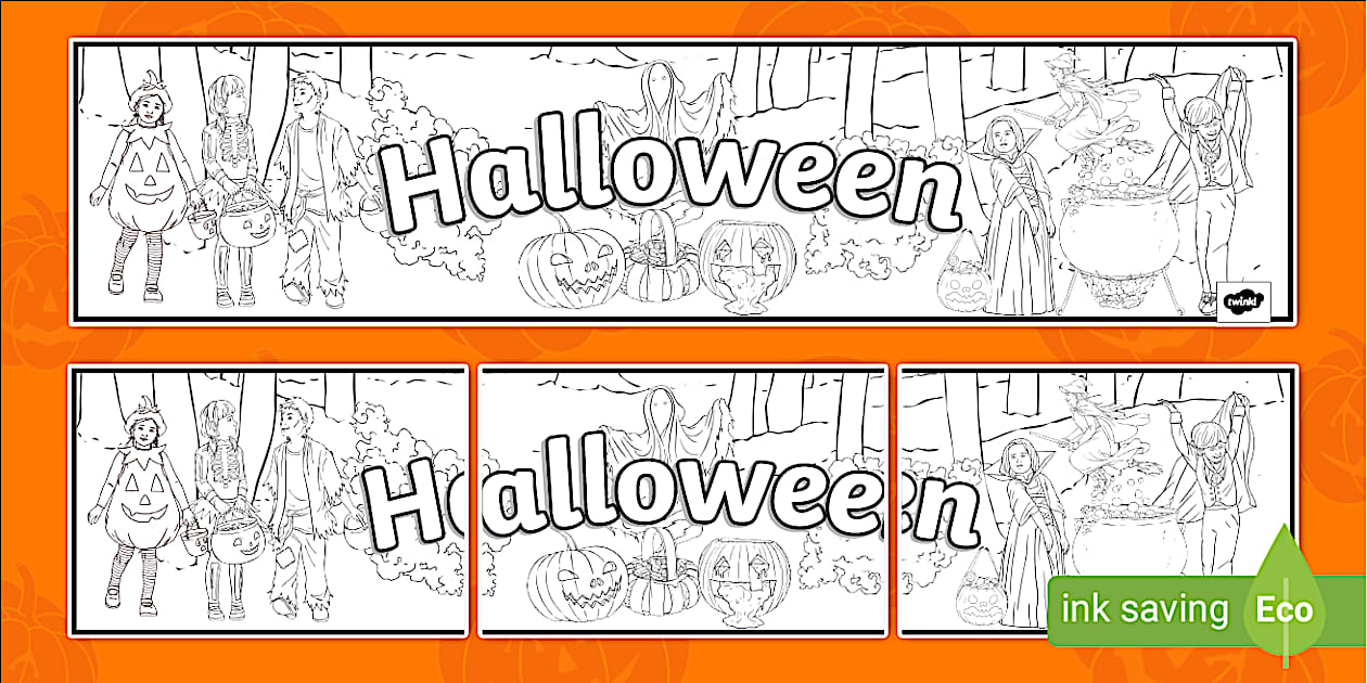 Halloween Colouring Display Banner (teacher made) - Twinkl