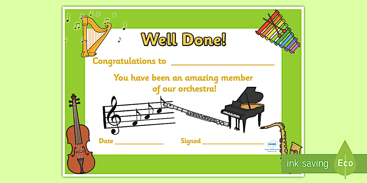 Orchestra Certificates - Twinkl