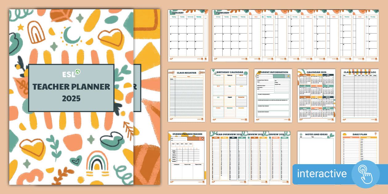 Twinkl's ESL Teacher Planner 2025 - Boho Dreamscape