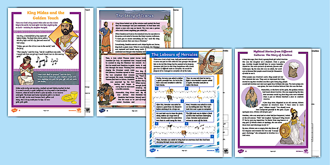 LKS2 Traditional Greek Myths Reading Comprehension Pack