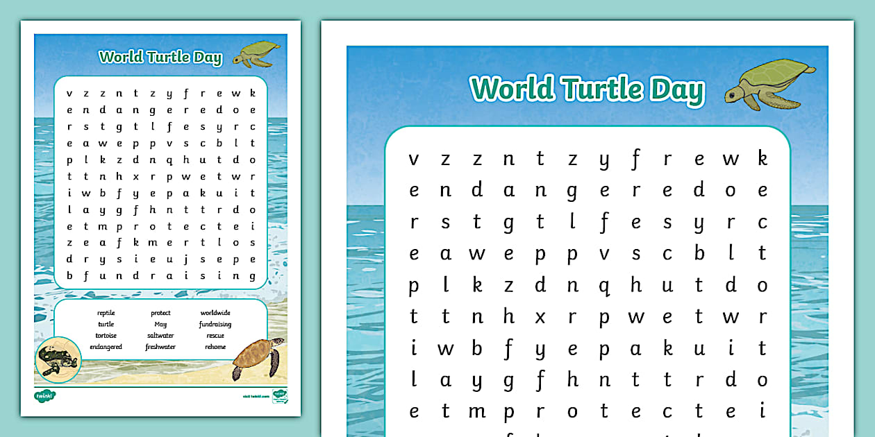 World Turtle Day Word Search - Reptiles - KS1 (teacher made)