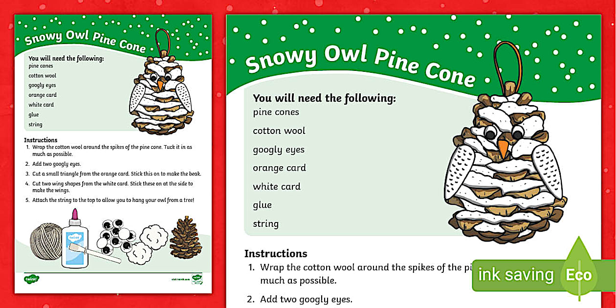 Outdoor Christmas Snowy Owl Pine Cones Craft Instructions