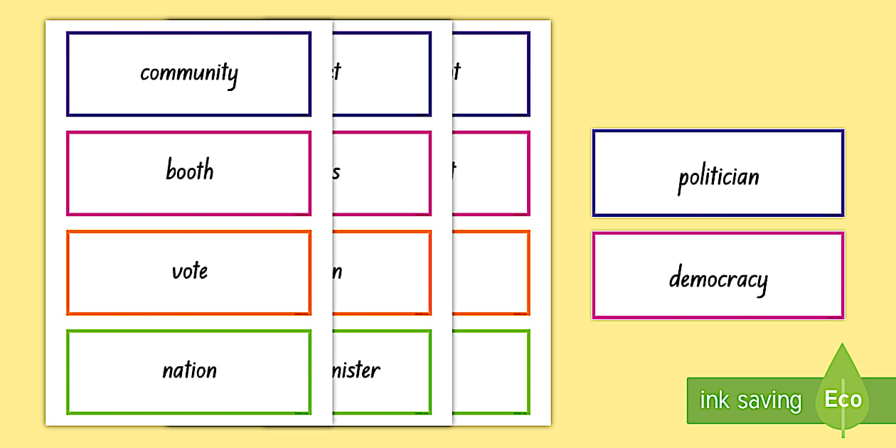 Election Key Vocabulary Flashcards (teacher made) - Twinkl