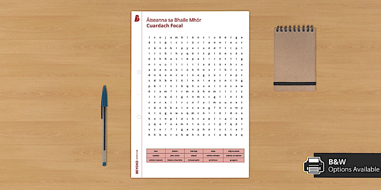 Áiseanna sa Bhaile Mhór (Cuardach Focal) - Twinkl