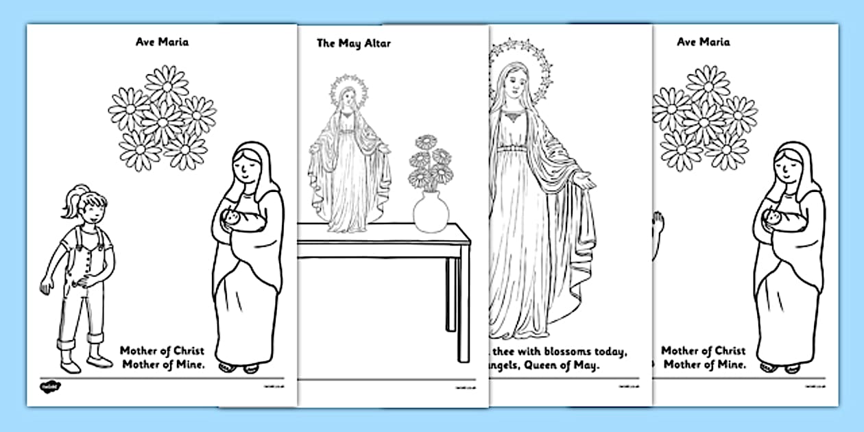 Mary Colouring Sheets May the Month of Mary - Twinkl