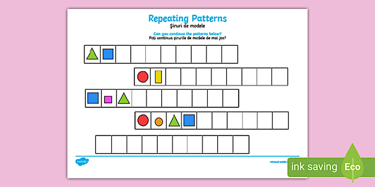Repeating Patterns Shapes and Colours Romanian Translation