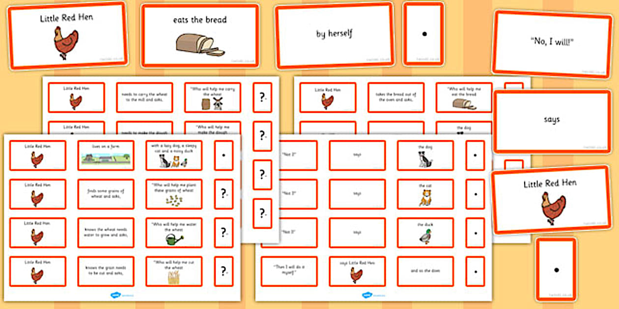 Editable The Little Red Hen Sentence Building Cards - Twinkl