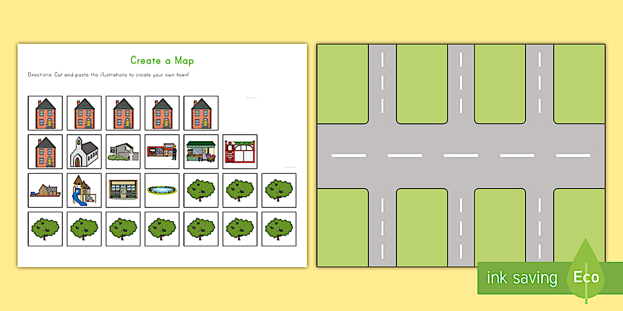 Create a Map Cut and Paste Activity (teacher made) - Twinkl