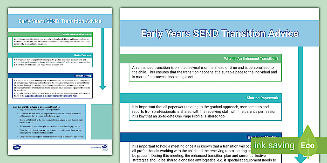 Early Years SEND Transition Advice (teacher made) - Twinkl
