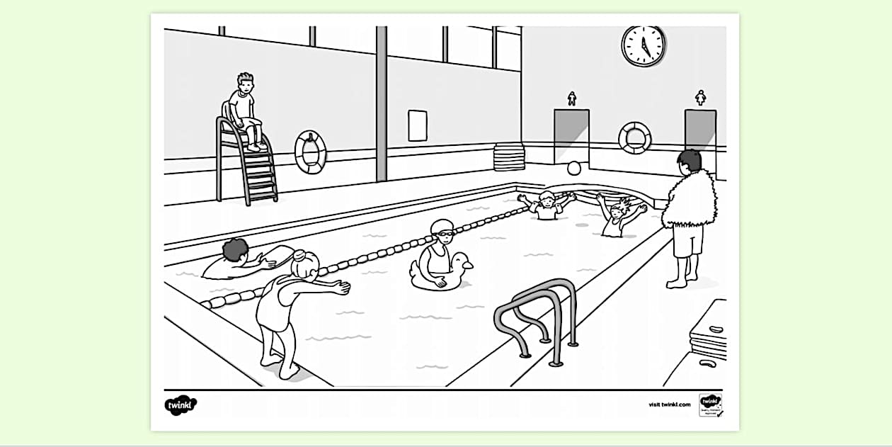 Colouring Page of Pool | Colouring Sheets (teacher made)