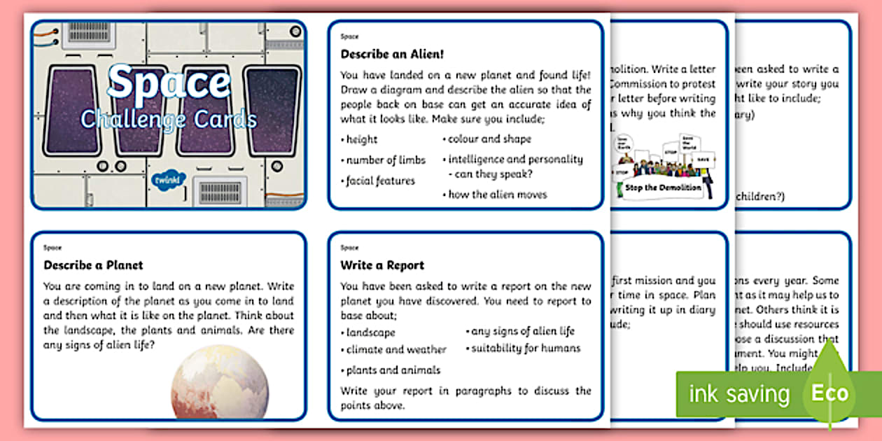 Space Themed Literacy Challenge Cards KS2