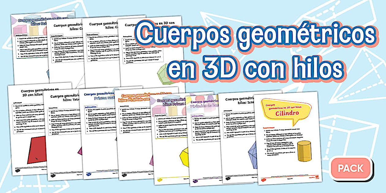 Pack de recursos: Cuerpos geométricos en 3D con hilos