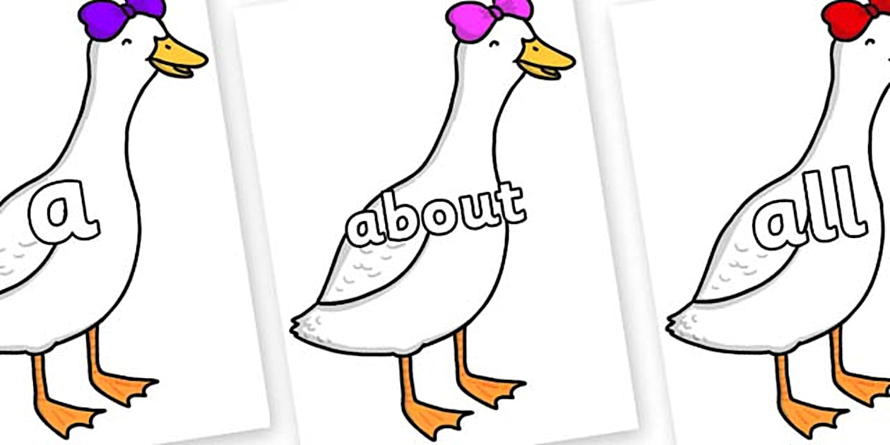 Cursive 100 High Frequency Words on Ducky Lucky - Twinkl