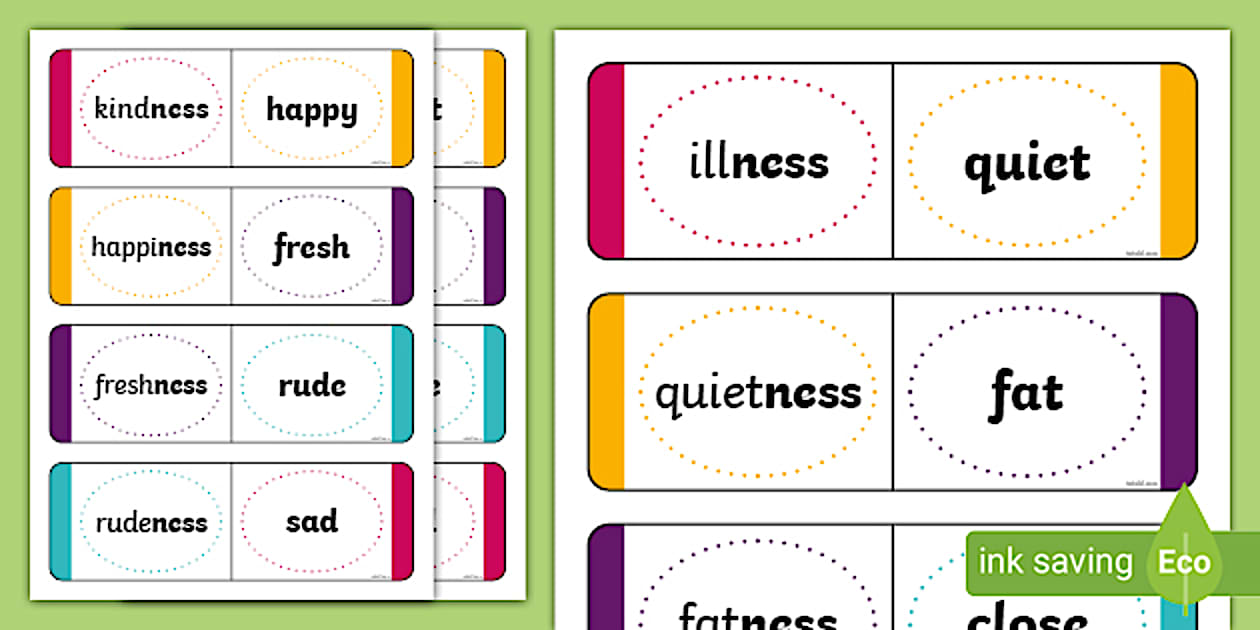 Suffix Loop Cards (ness) - Teacher-Made and Ready to Print.