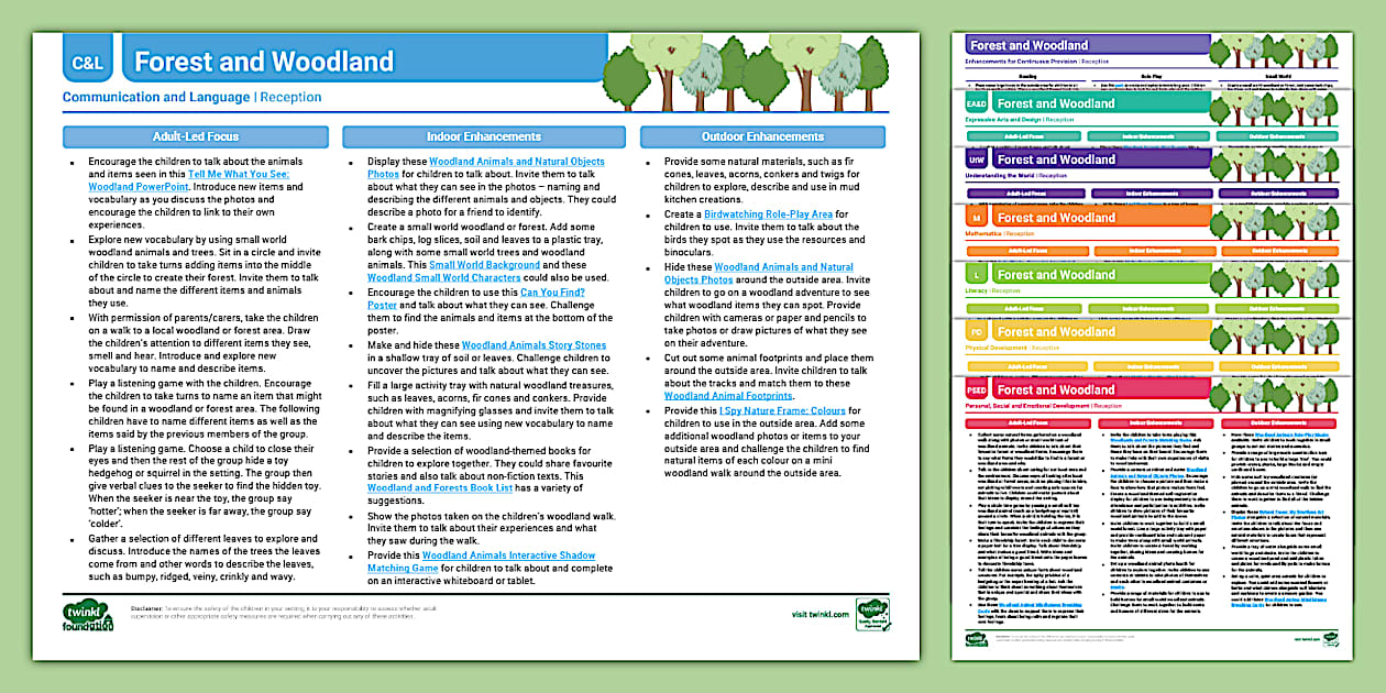 EYFS Reception Forest and Woodland Activity Planning Ideas