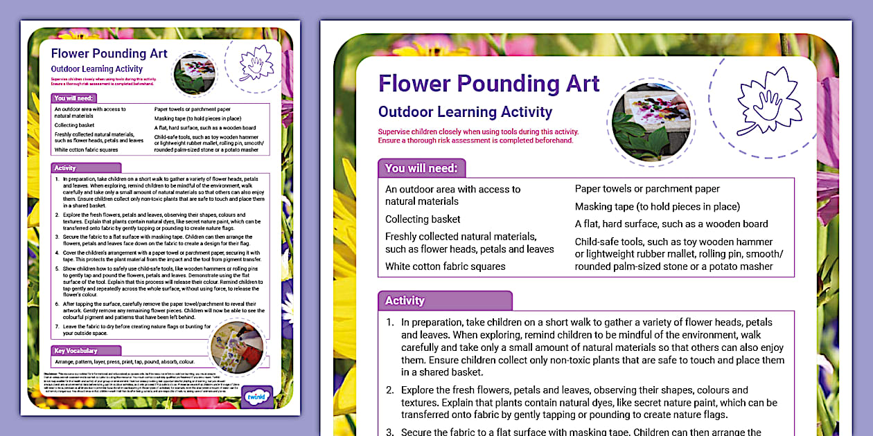 Flower Pounding Outdoor Activity - Art - Twinkl Resources