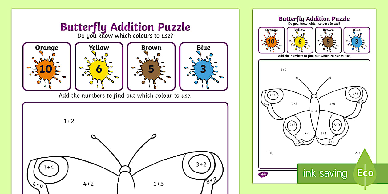 Butterfly Addition Puzzle | Primary Resources - Twinkl
