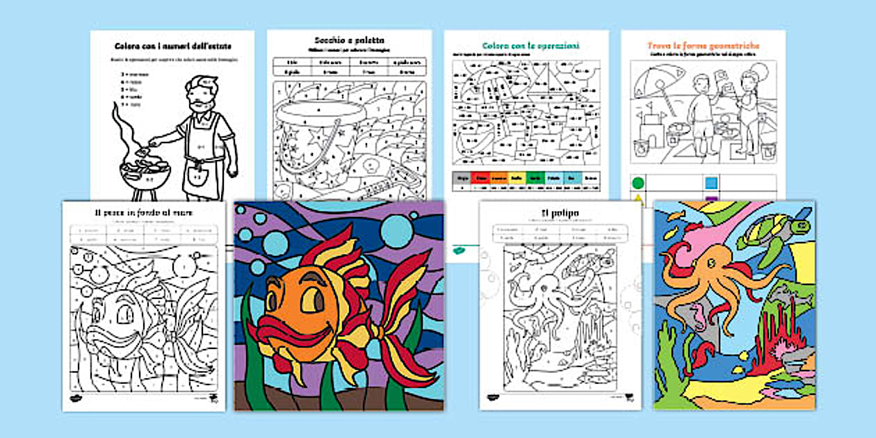 Colora con i numeri dell'estate | Pacco risorse