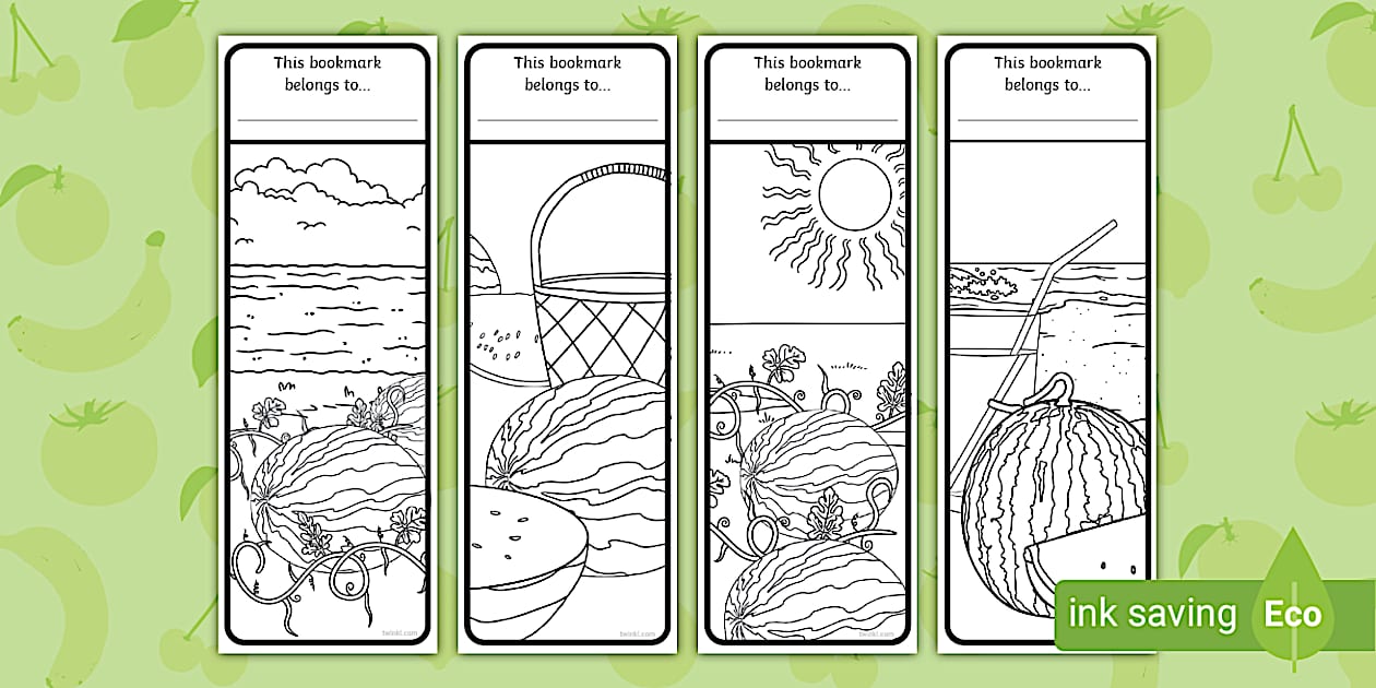 Free Watermelon Bookmark to Colour for Kids: Download now!