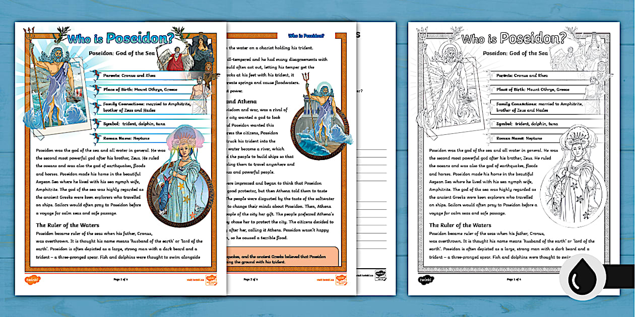 Poseidon Greek God Intermediate Reading Comprehension