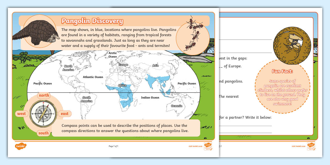 Pangolins Discovery KS1 Maps Activity (Lehrer gemacht)